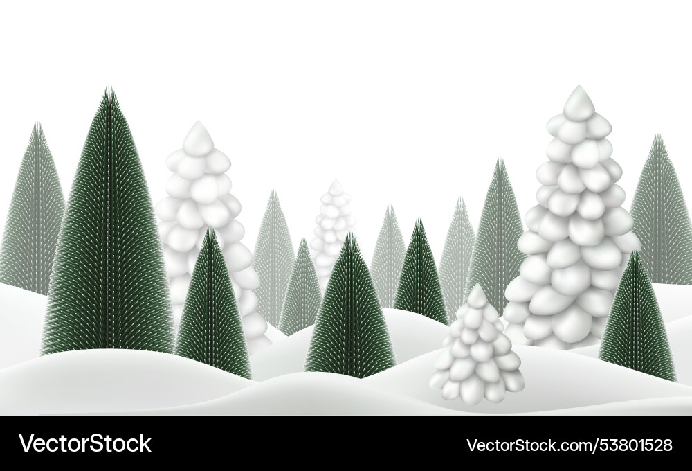 Winter christmas noel snow 3d background forest Vector Image