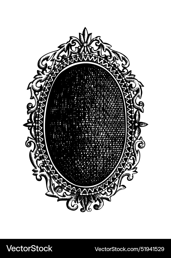 Black mirror sketch witchcraft vintage hal Vector Image