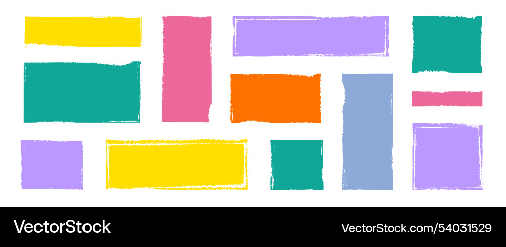 Box brush frame rough shape set text Royalty Free Vector