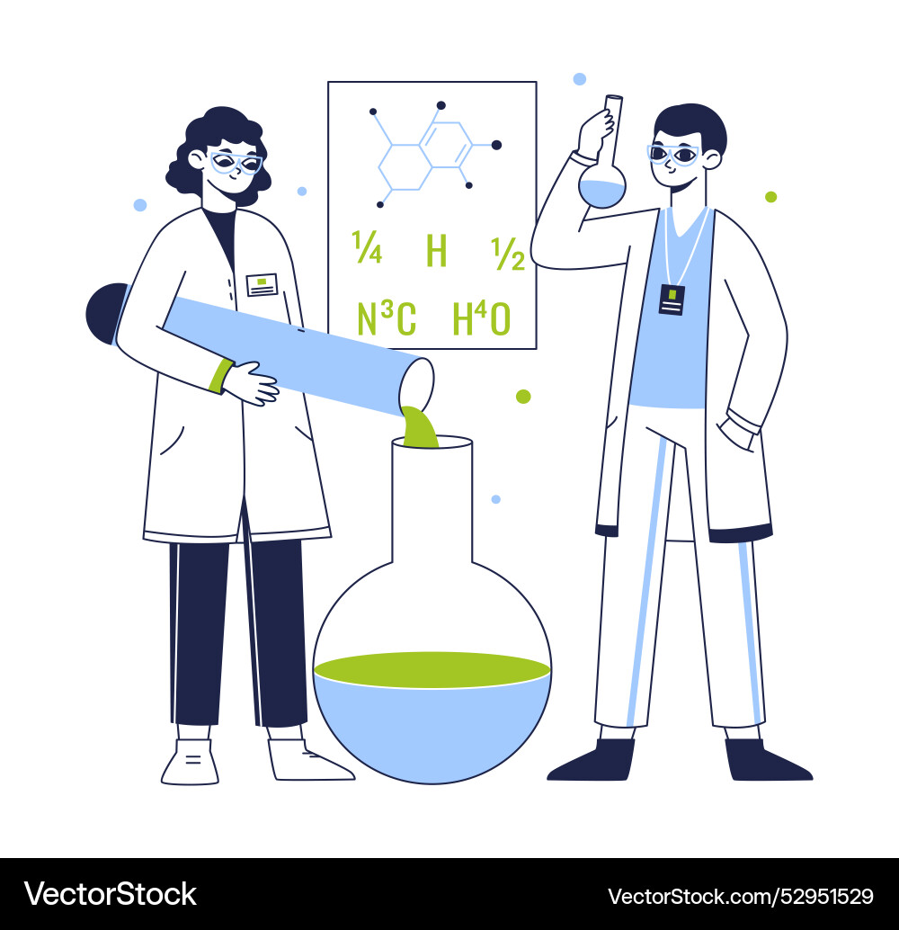 Chemistry lab workers biotechnology Royalty Free Vector