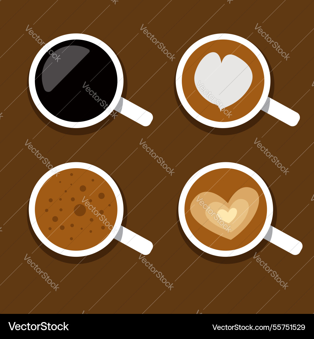 Coffee latter art icon set Royalty Free Vector Image