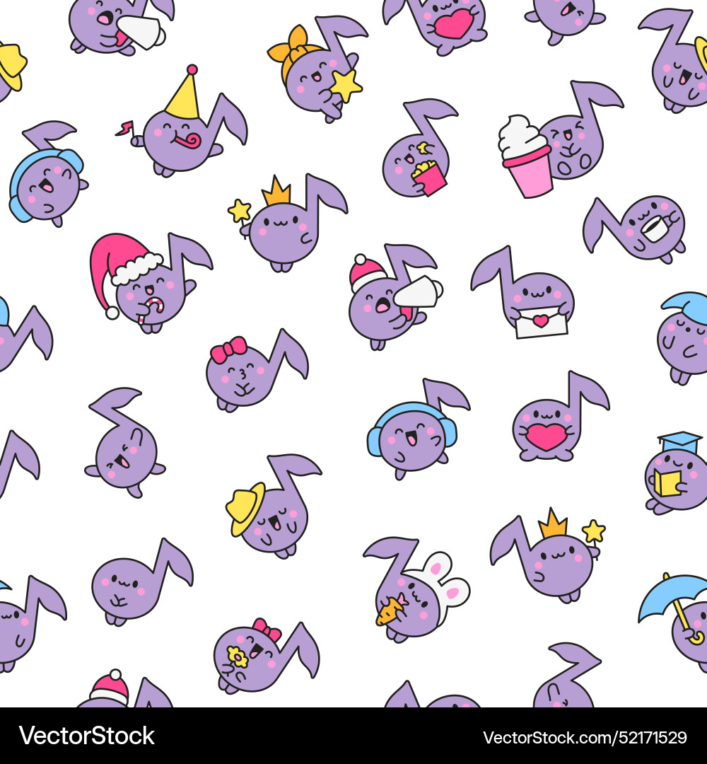Cute little music note seamless pattern Royalty Free Vector
