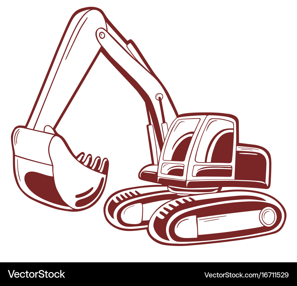Excavator isolated on white Royalty Free Vector Image