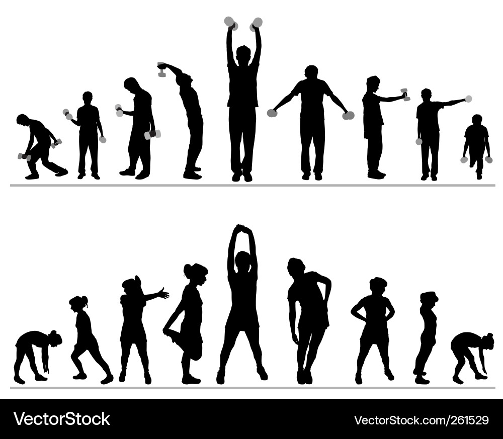 Fitness Couple Silhouette Royalty Free Vector Image