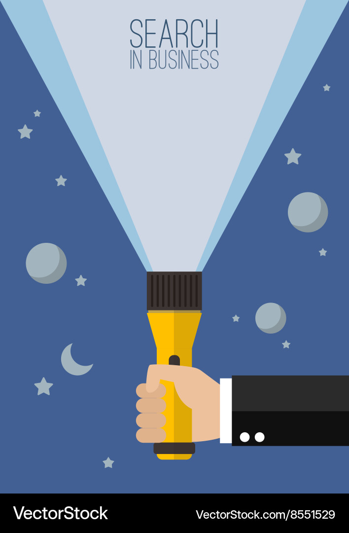 Hand holding flashlight up Royalty Free Vector Image