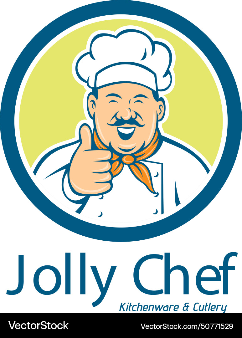 Jolly chef kitchen ware logo Royalty Free Vector Image