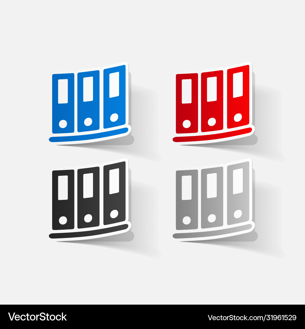 Paper clipped sticker office folders Royalty Free Vector