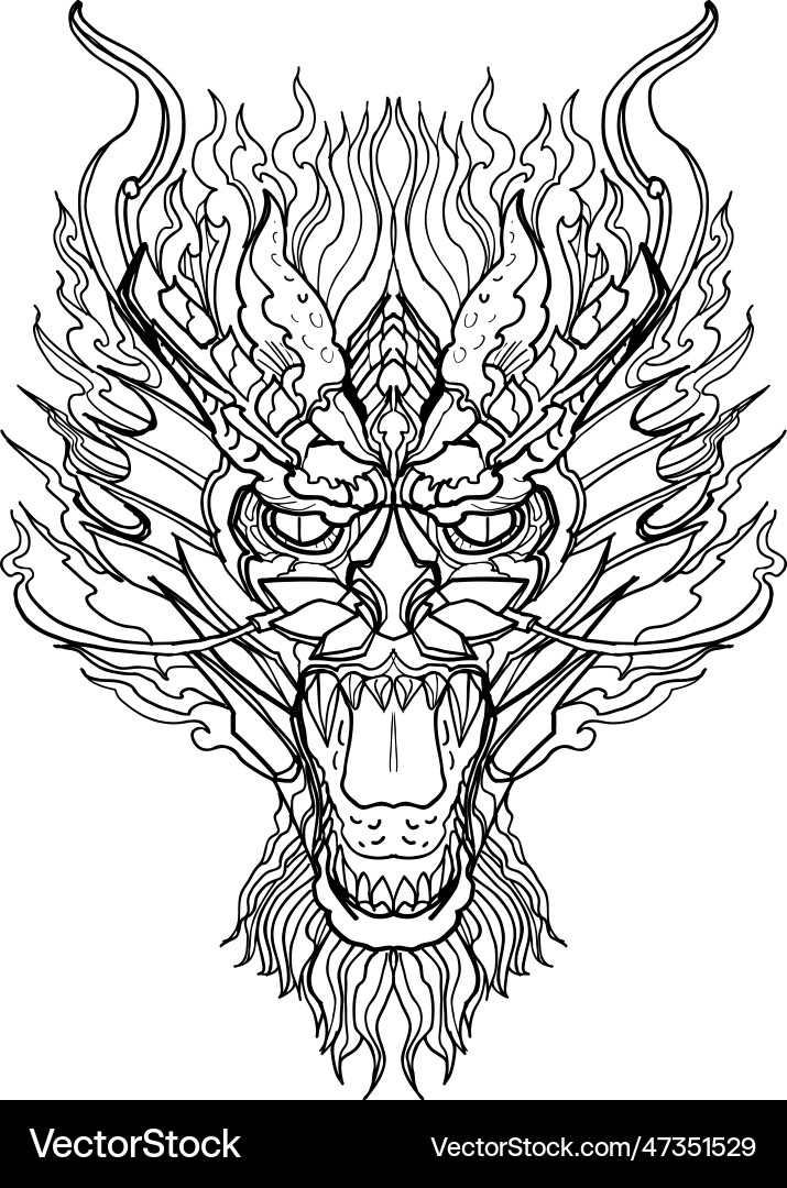 Sheep head and thai line art Royalty Free Vector Image