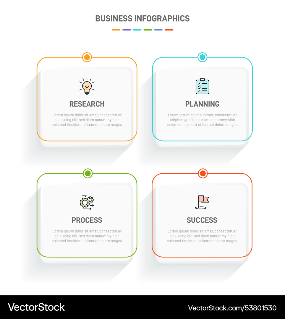 4 clean infographic design shaped elements Vector Image