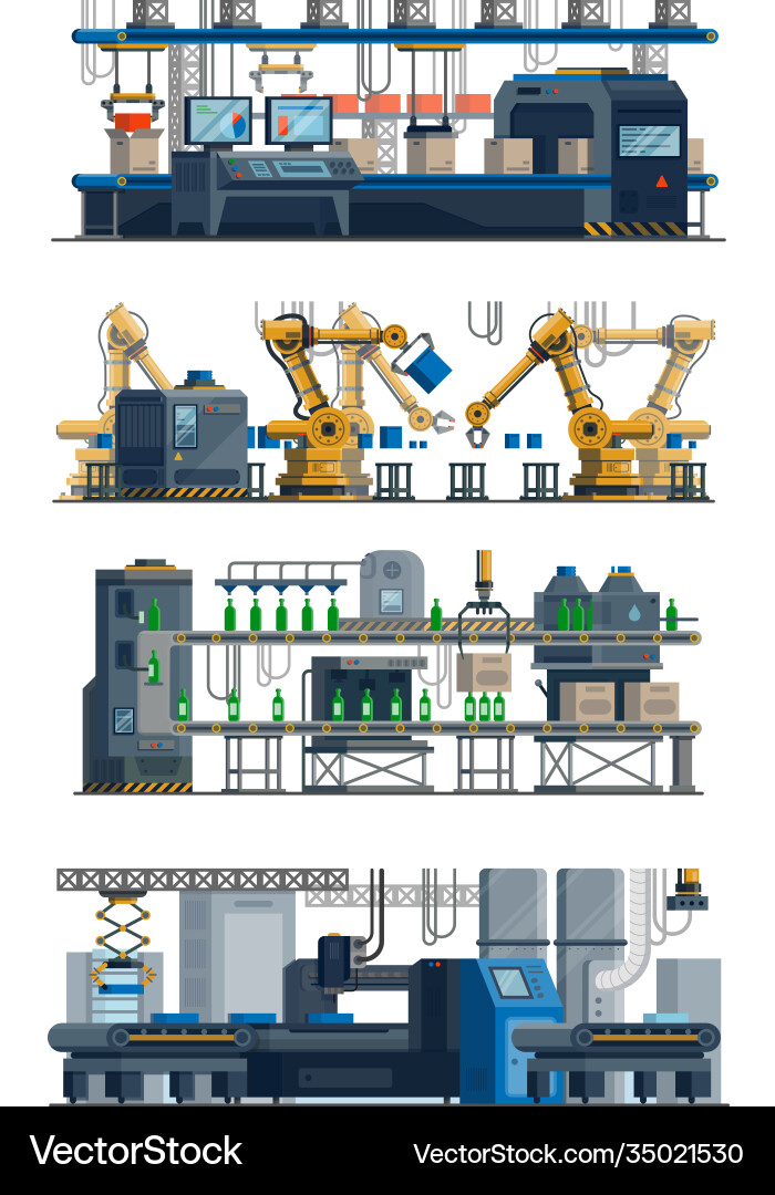 Assembly line industrial automated conveyor Vector Image