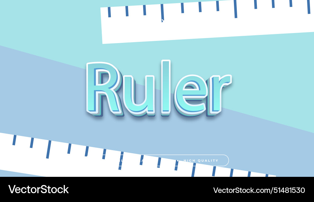 Blue and white ruler 3d editable text effect Vector Image