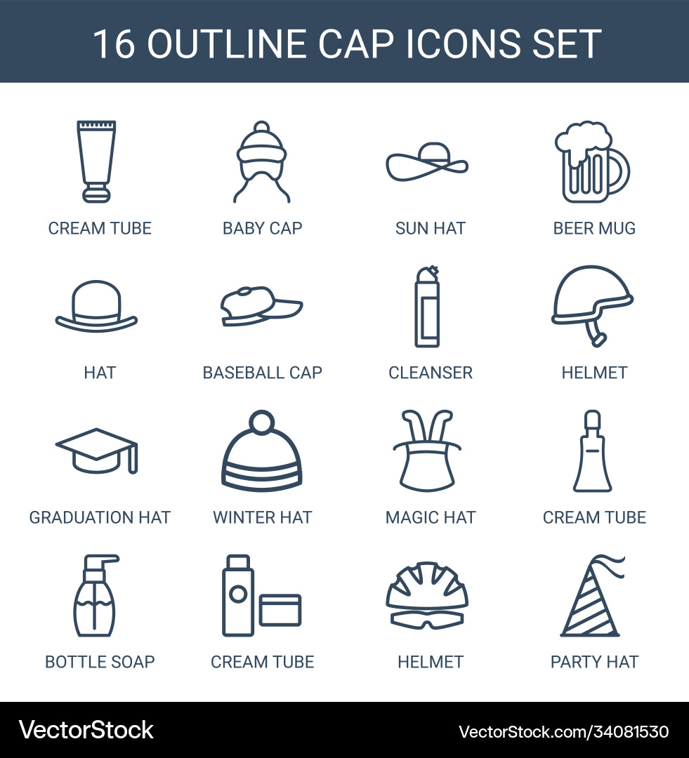 Cap icons Royalty Free Vector Image - VectorStock