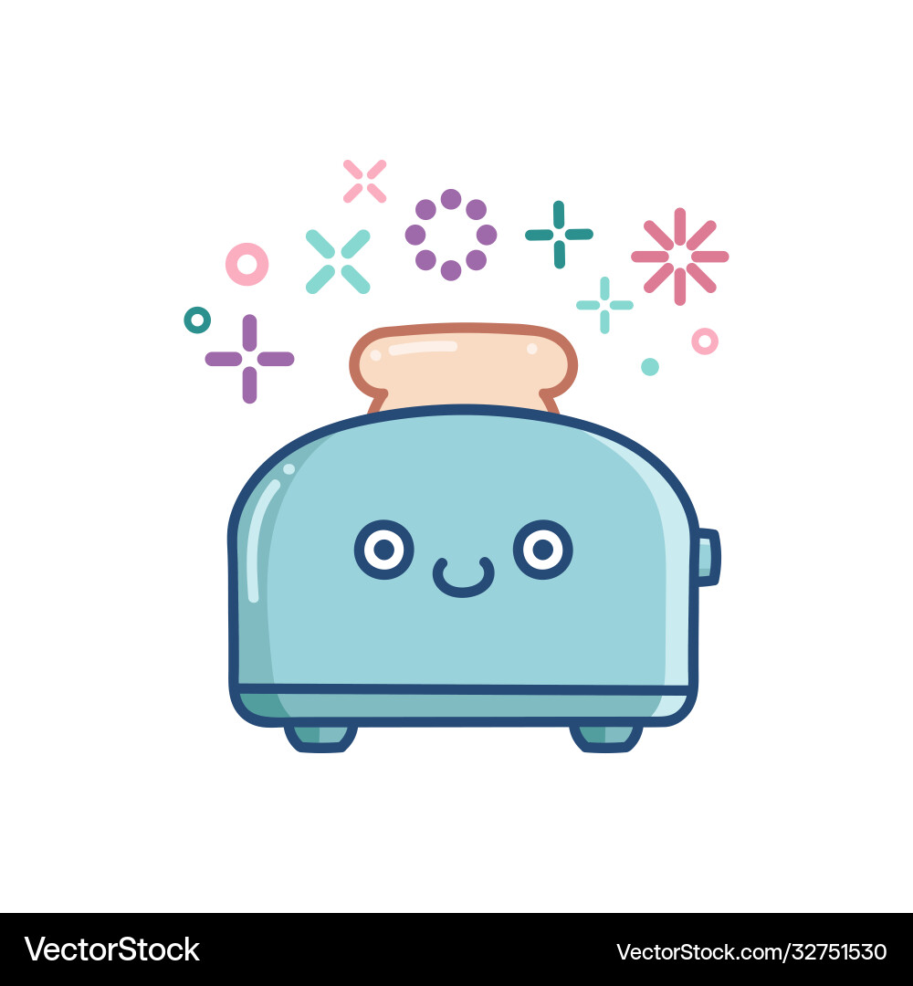 Cute Toaster Cartoon Icon Royalty Free Vector Image
