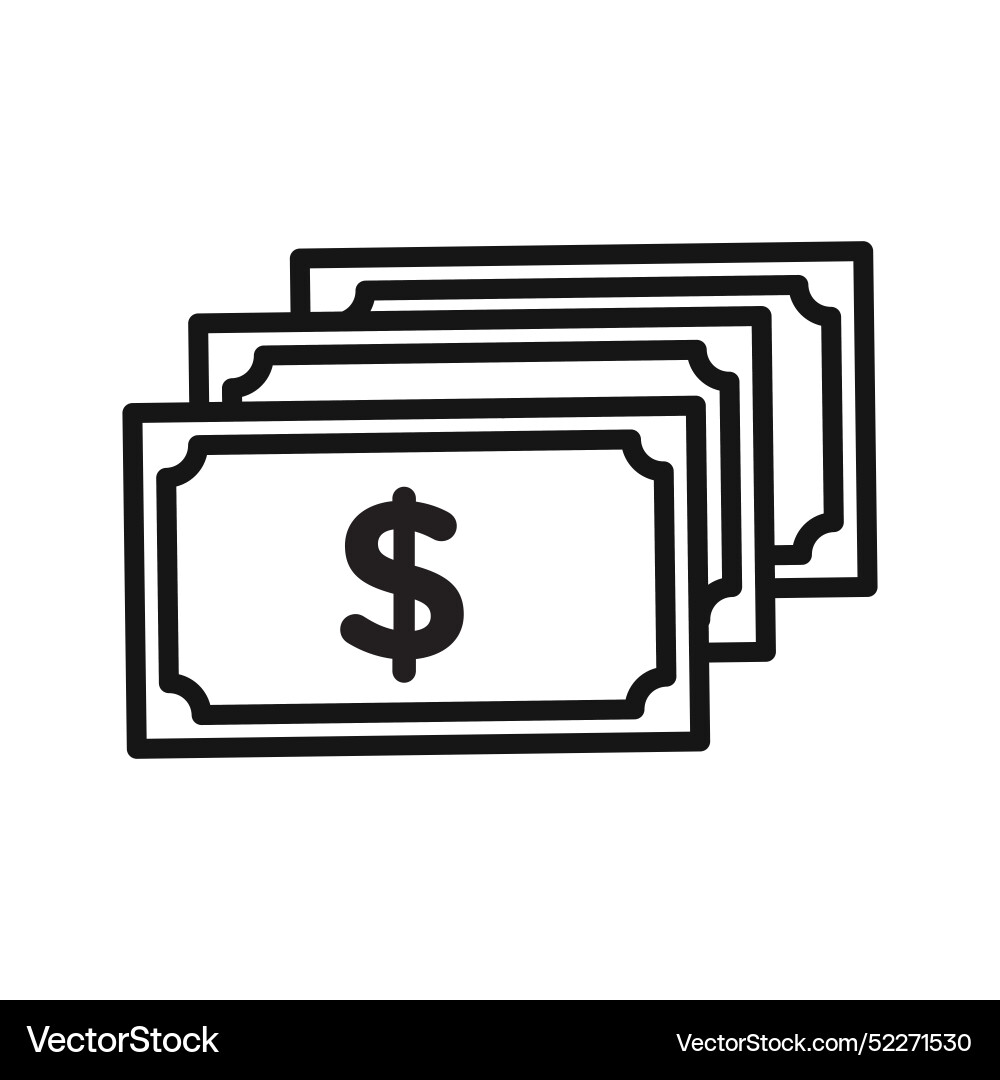 Money icon black line art logo Royalty Free Vector Image