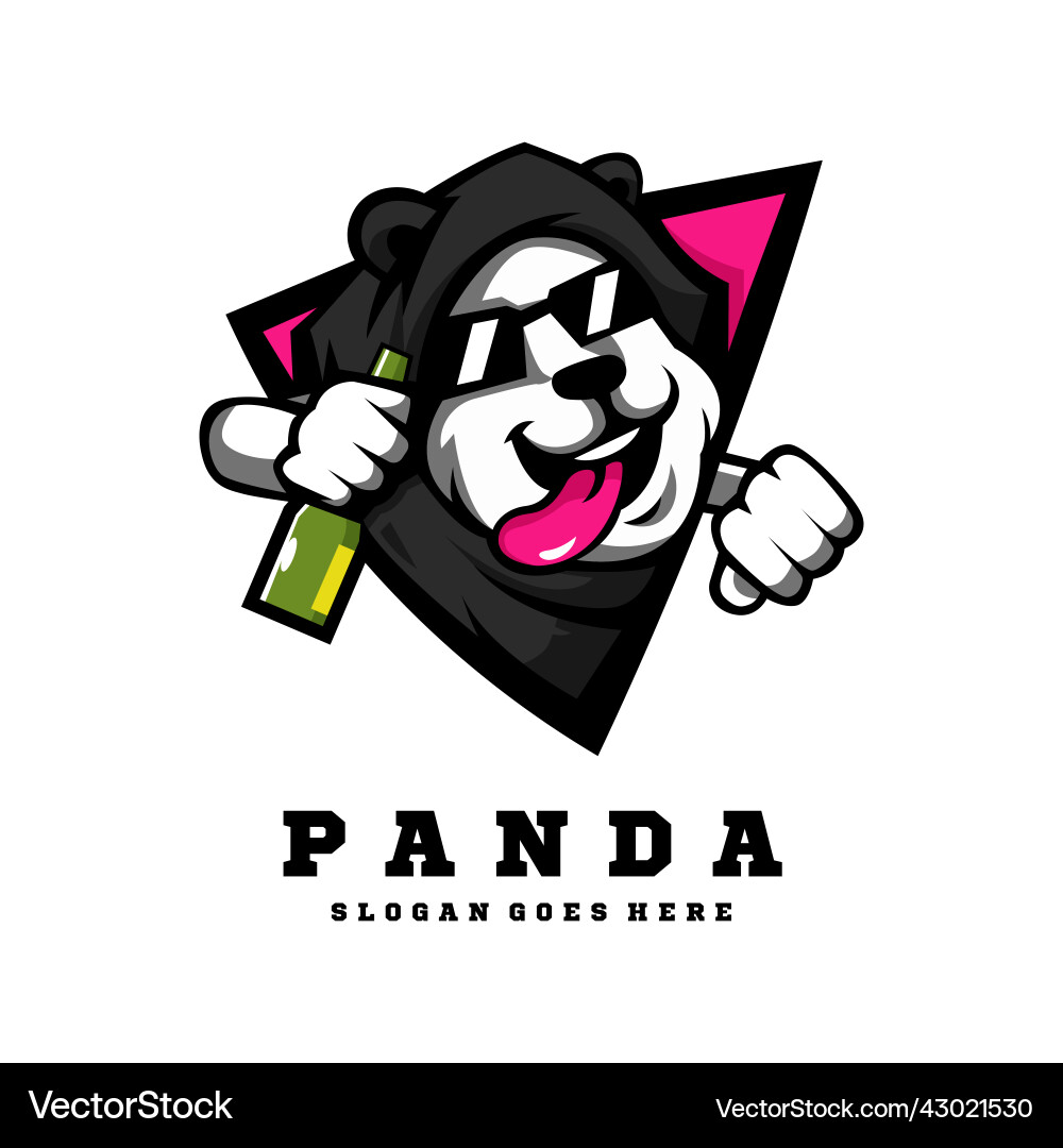 Panda cartoon mascot logo design Royalty Free Vector Image