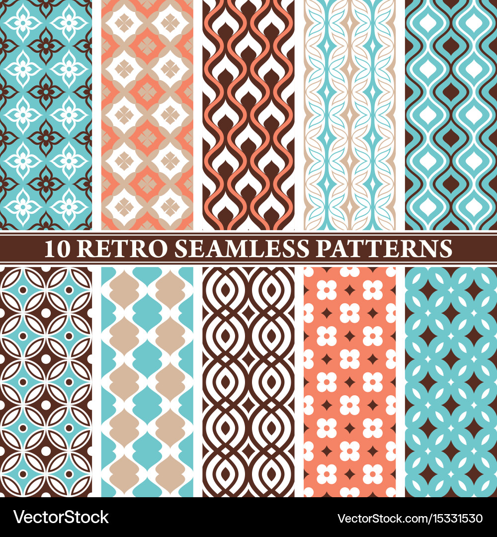 Retro Seamless Pattern Collection Royalty Free Vector Image