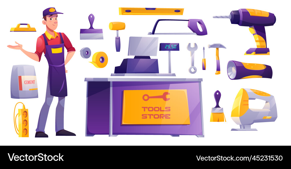 Tools store hardware construction shop equipment Vector Image
