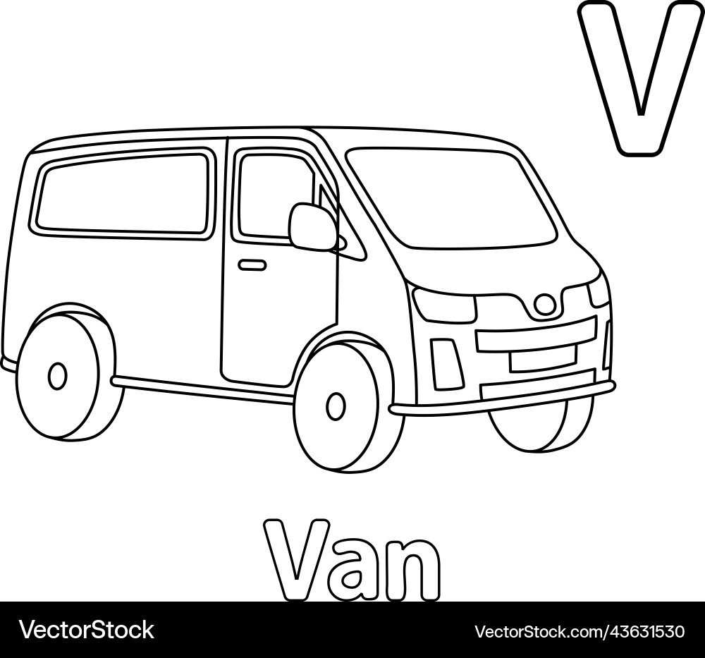 Van alphabet abc coloring page v Royalty Free Vector Image
