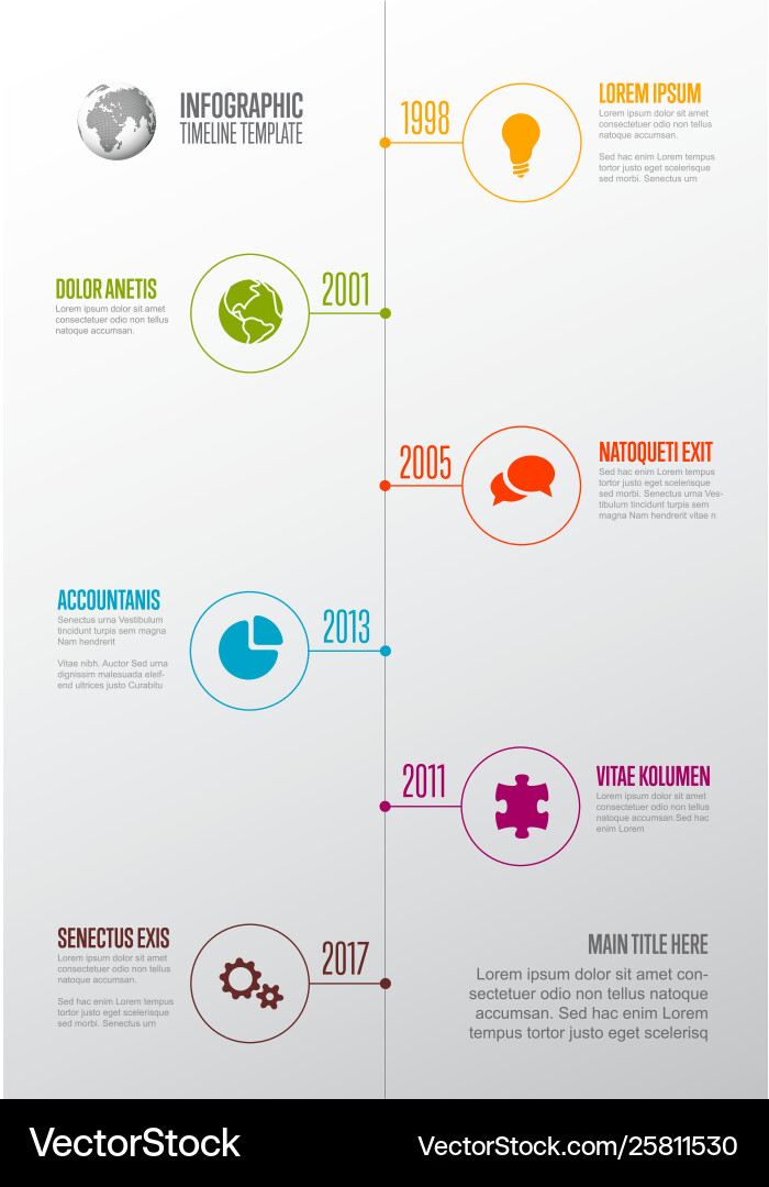 Vertikale Zeitleiste Vorlage mit Icons Lizenzfreier Vektor