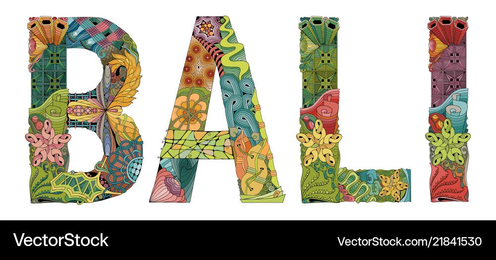 Word bali decorative entangle object Royalty Free Vector
