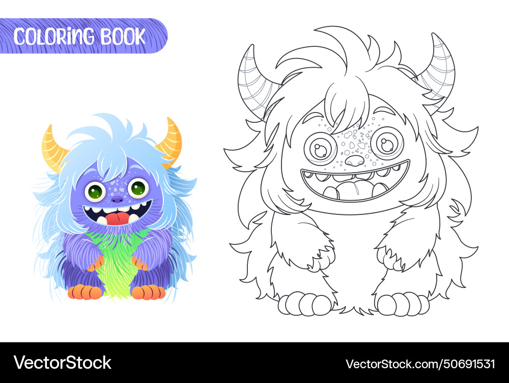 Coloring book for kids cute funny monster Vector Image