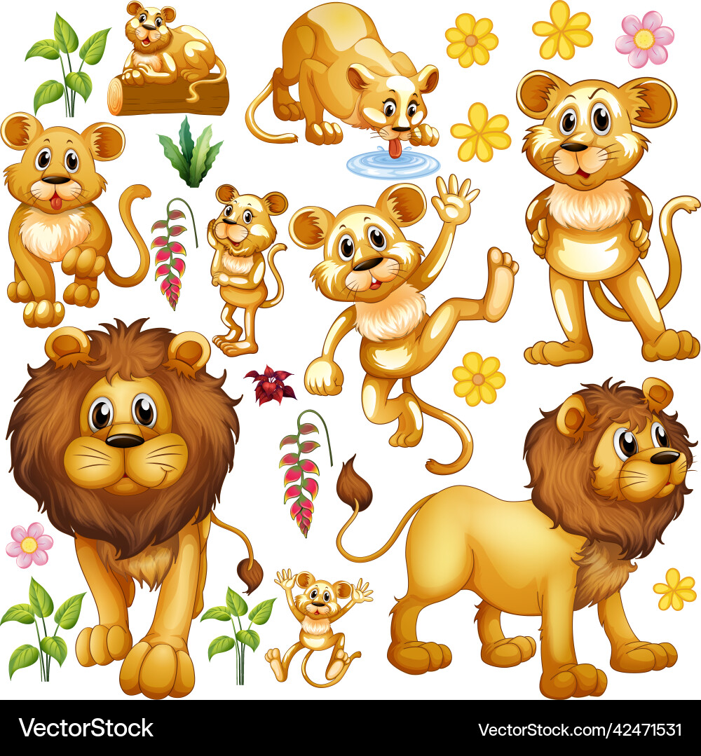 Cute animals set on white background Royalty Free Vector