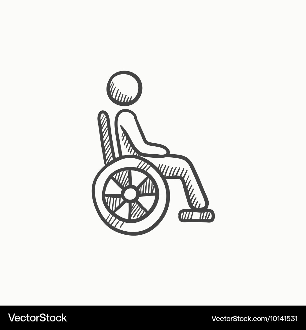 Disabled person sketch icon Royalty Free Vector Image