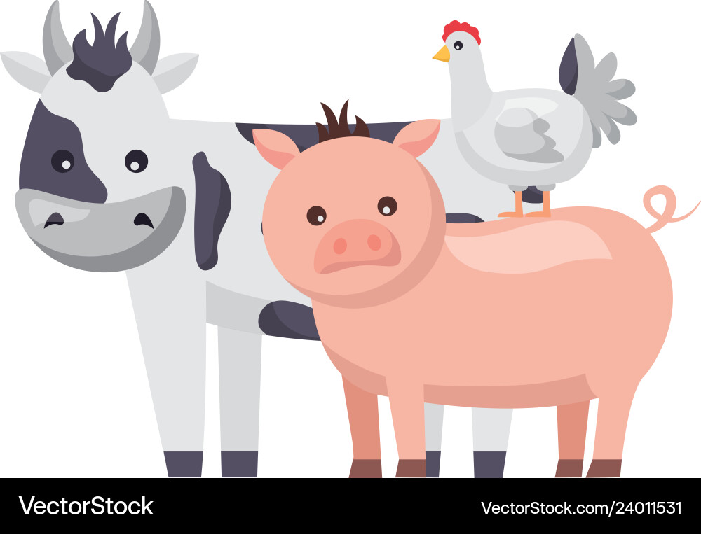 Farm Animals: Cows, Pigs, Chickens Royalty Free Vector Image