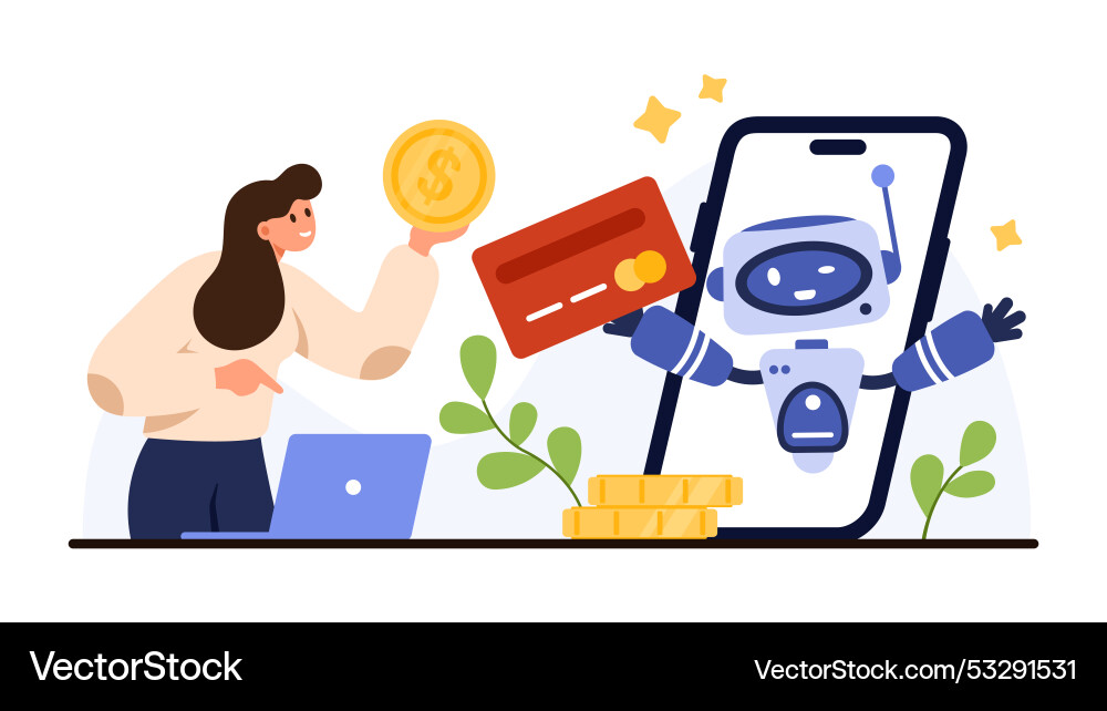 Financial virtual assistant of fintech platform Vector Image