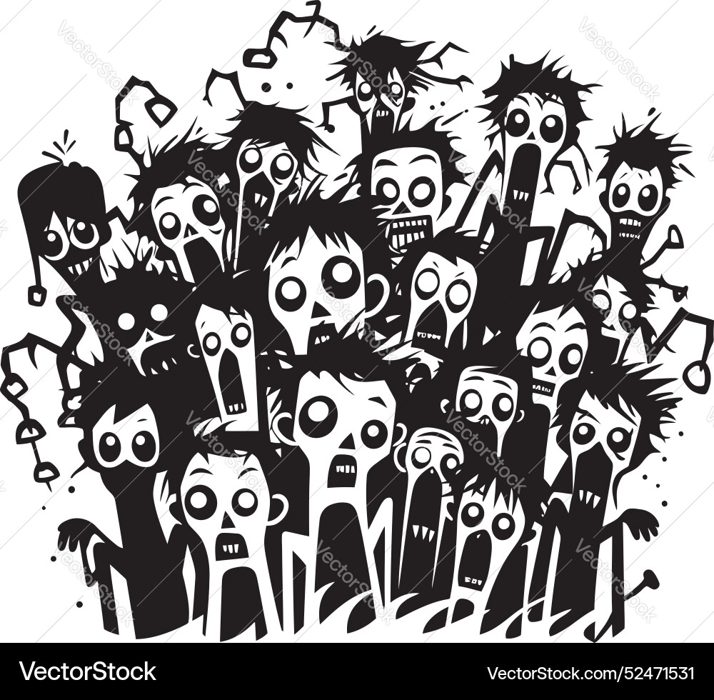 Gory gala doodle zombies emblem deadheads Vector Image