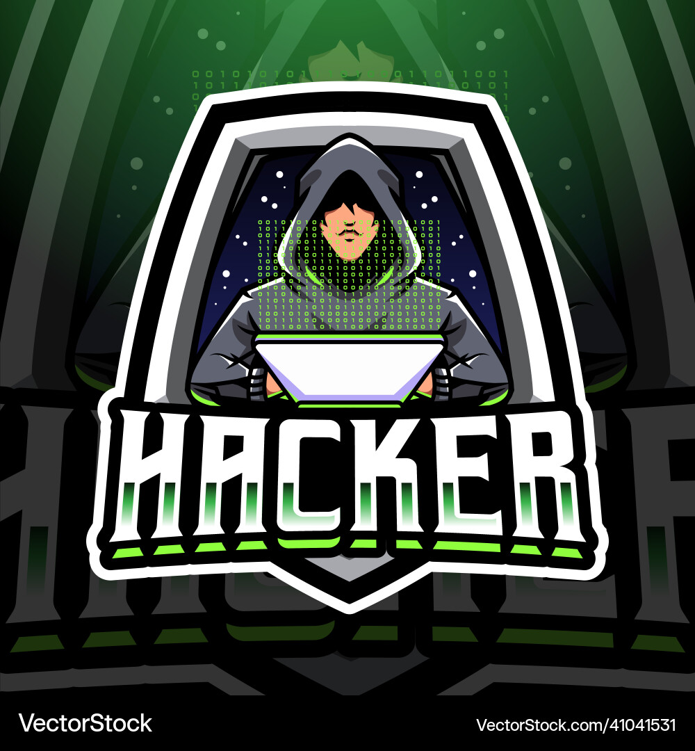 Hacker esport Maskottchen Logo Design Lizenzfreier Vektor