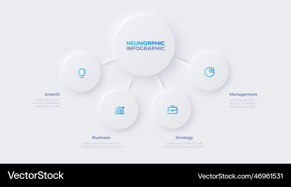 Light neumorphic infographic flowchart design Vector Image