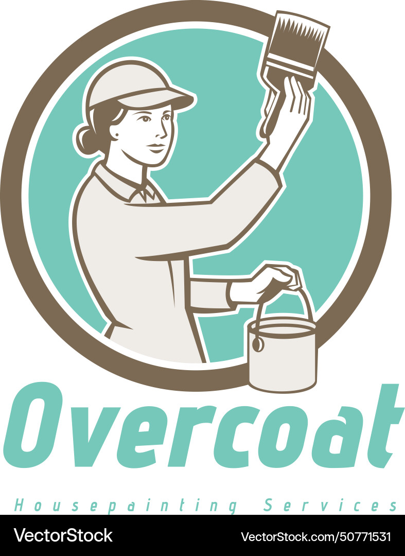 Overcoat house painting logo Royalty Free Vector Image