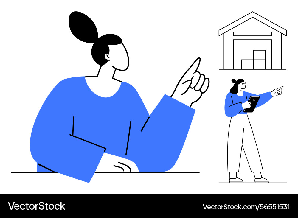 Frau strategizing Logistik Plan mit Lager Vektorbild