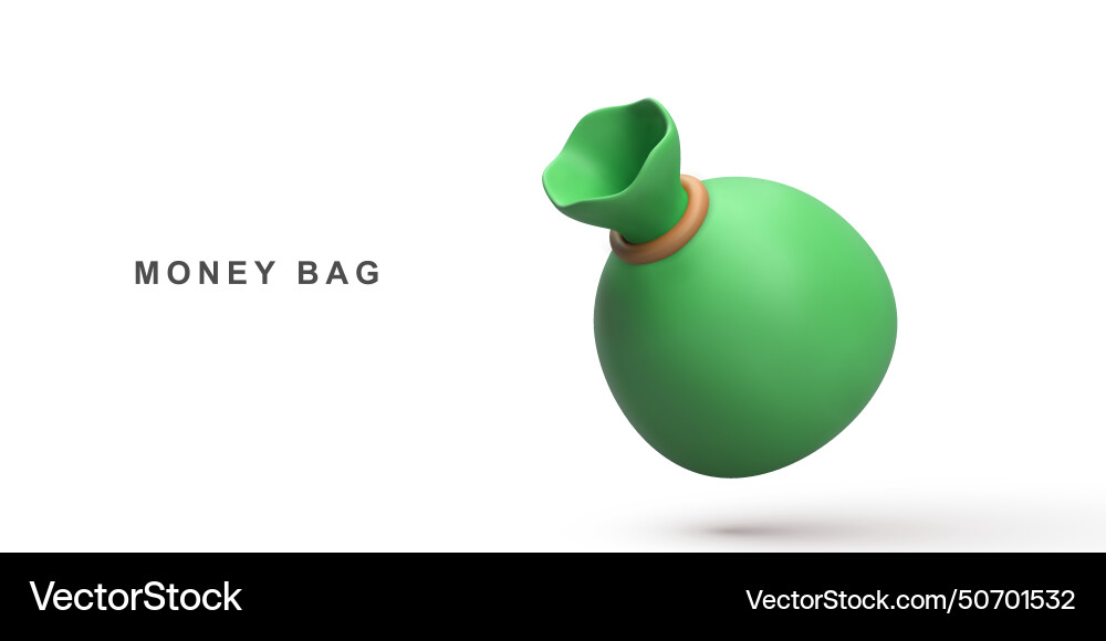3d realistic green money bag on white background Vector Image