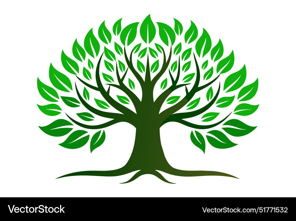 Green tree minimal art isolated flat Royalty Free Vector