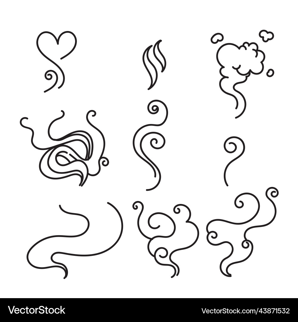 Hand drawn doodle steam smoke Royalty Free Vector Image
