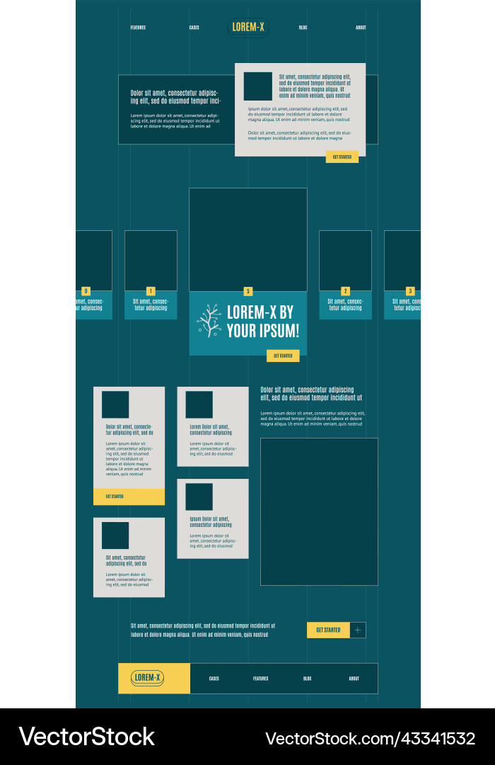 Landing page template gui ux wir Royalty Free Vector Image