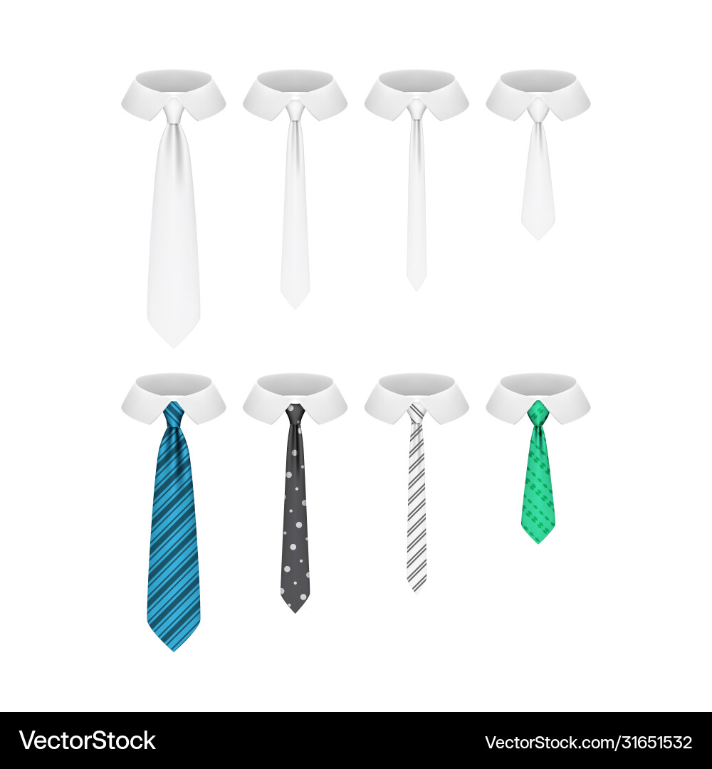 Set realistic ties isolated on white background Vector Image