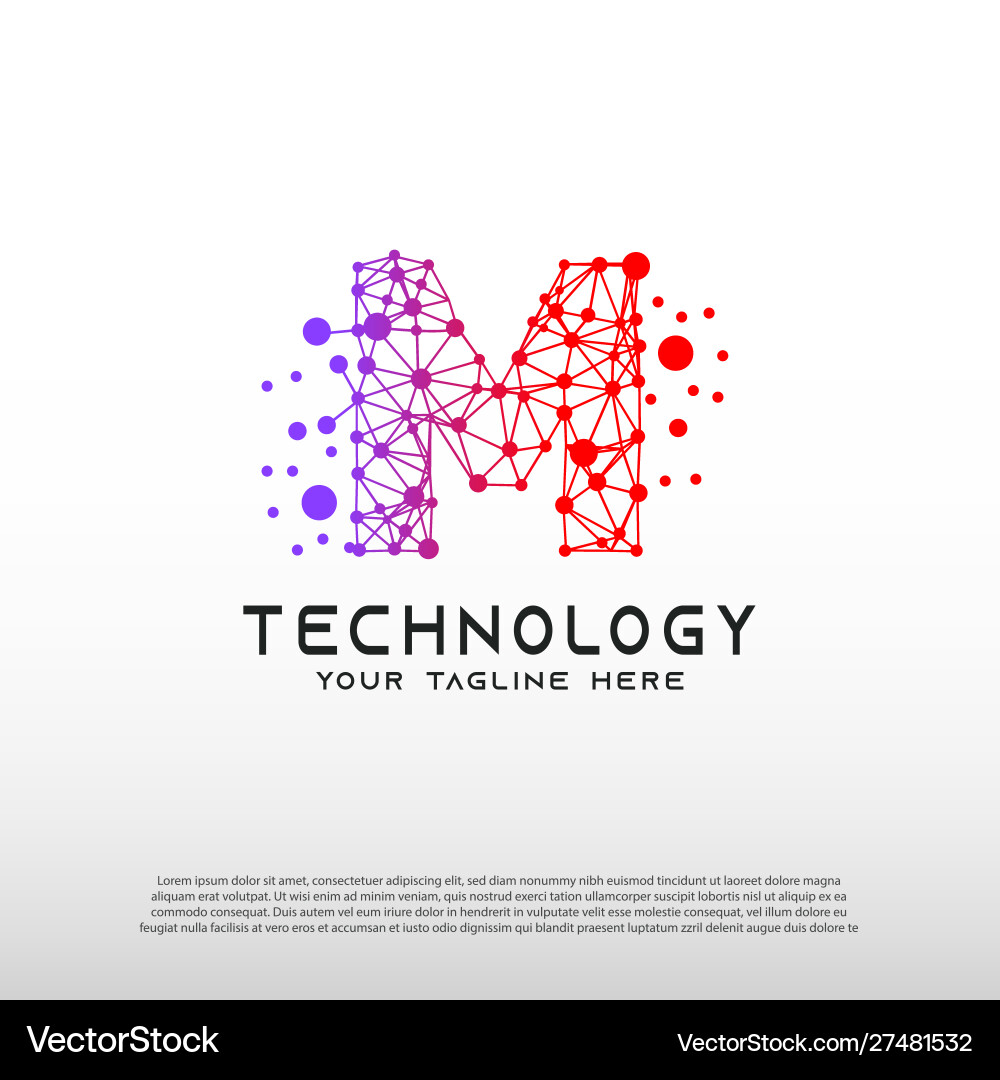 Technology logo with initial m letter network Vector Image