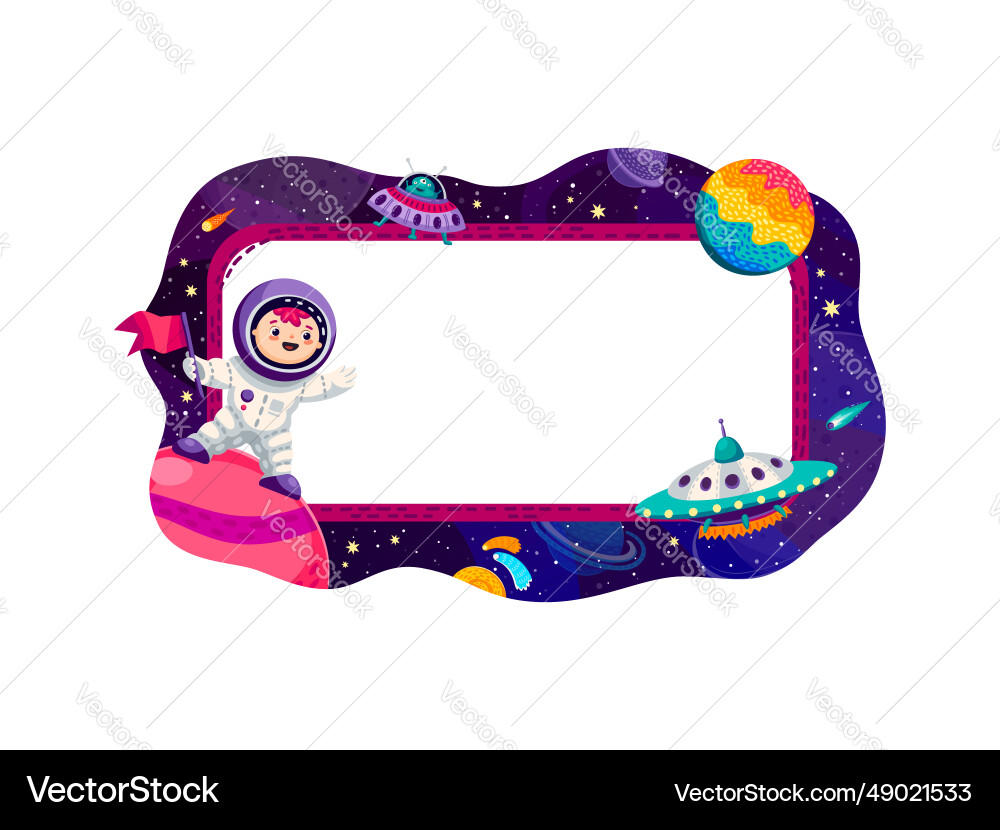 Border frame with space planets stars astronaut Vector Image
