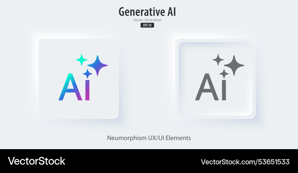 Generate ai icon a set of 3d buttons active Vector Image