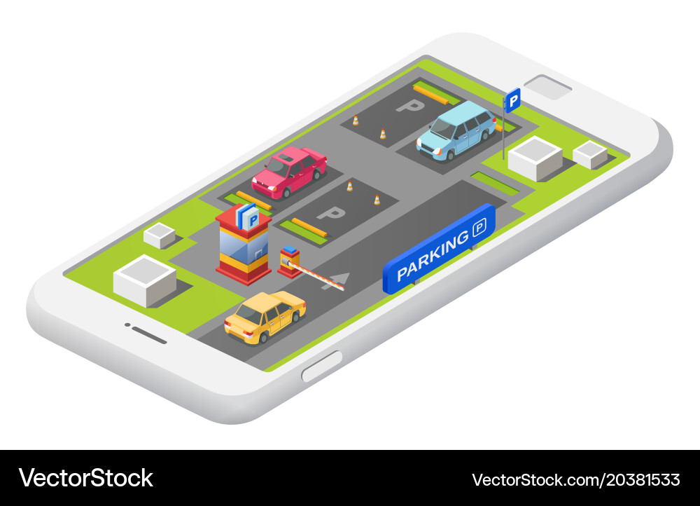 Isometric smart parking concept Royalty Free Vector Image