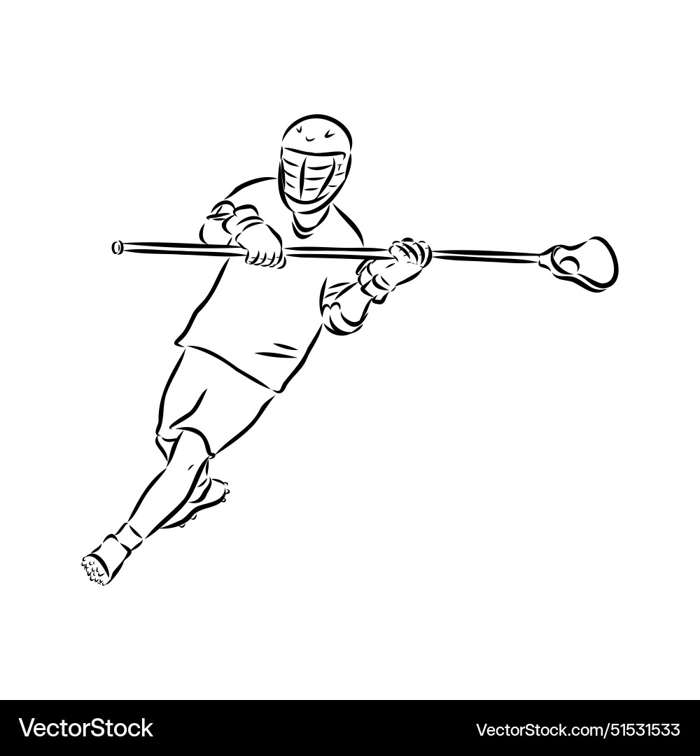 Lacrosse sport sketch outline Royalty Free Vector Image