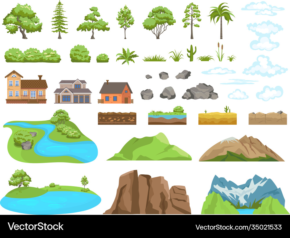 Landscape elements constructor natural compatible Vector Image