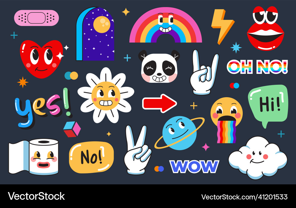 Modern sticker design of 80s Royalty Free Vector Image