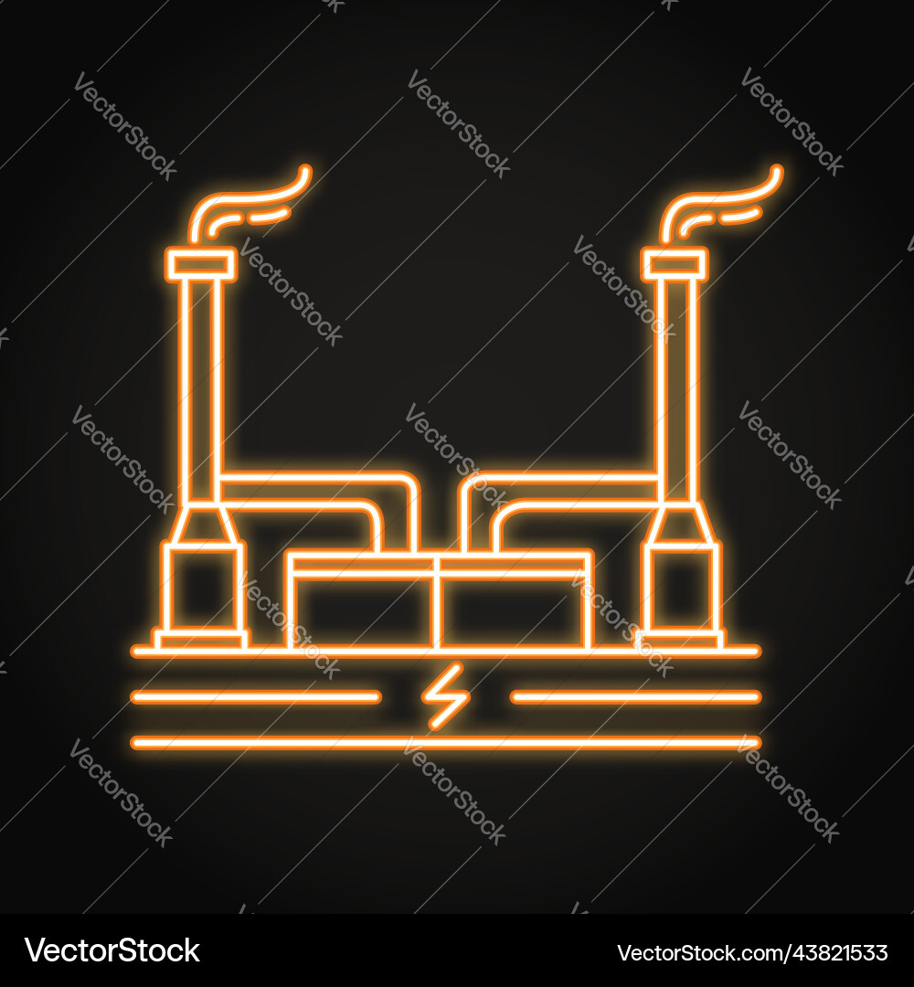 Neon geothermal power plant icon Royalty Free Vector Image