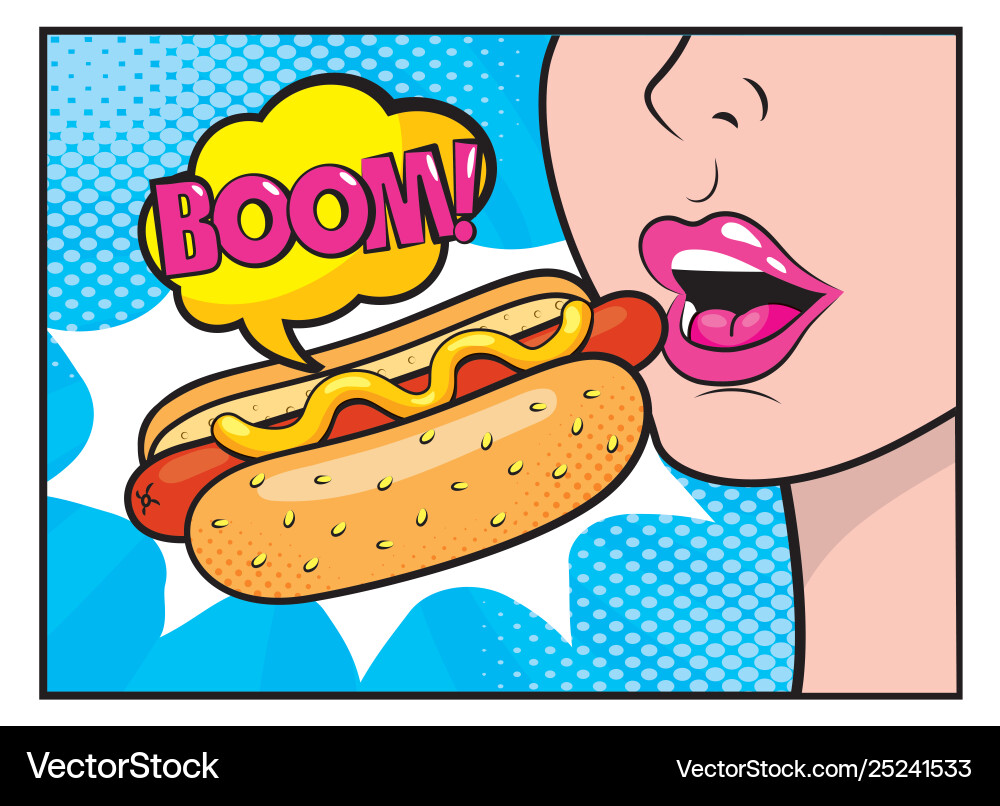 Retro Pop Hot Dog Illustration Royalty Free Vector Image