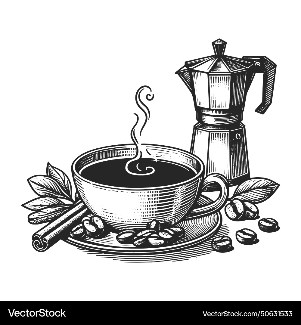 Vintage style engraved coffee Royalty Free Vector Image