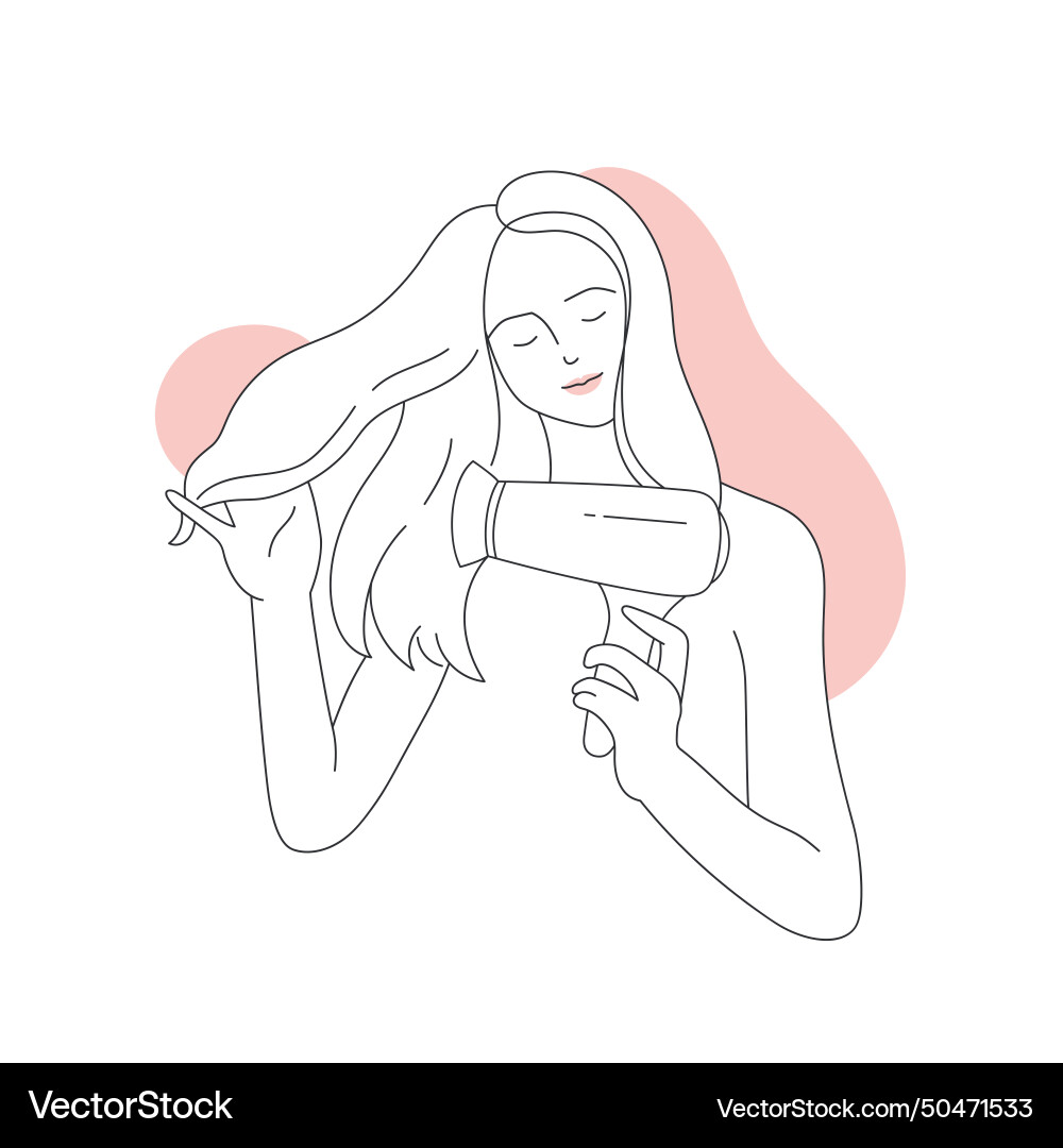 Woman drying her hair Royalty Free Vector Image
